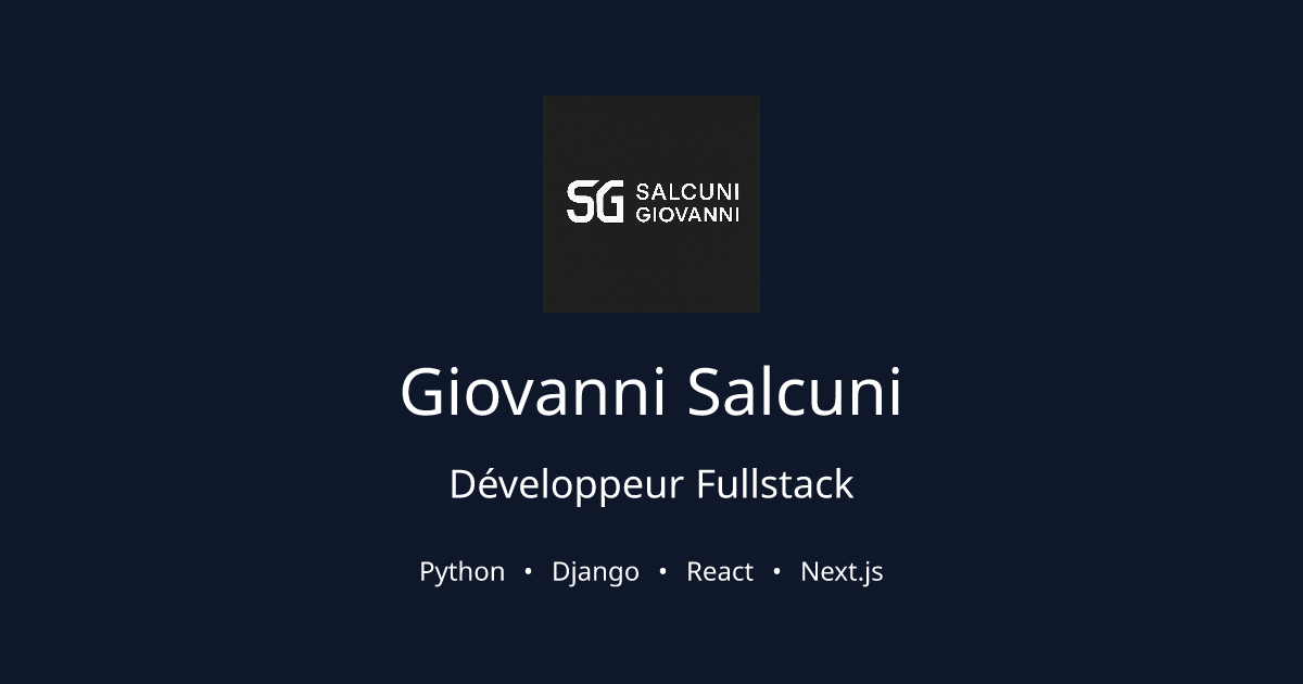 Portfolio de Salcuni Giovanni - Développeur Fullstack